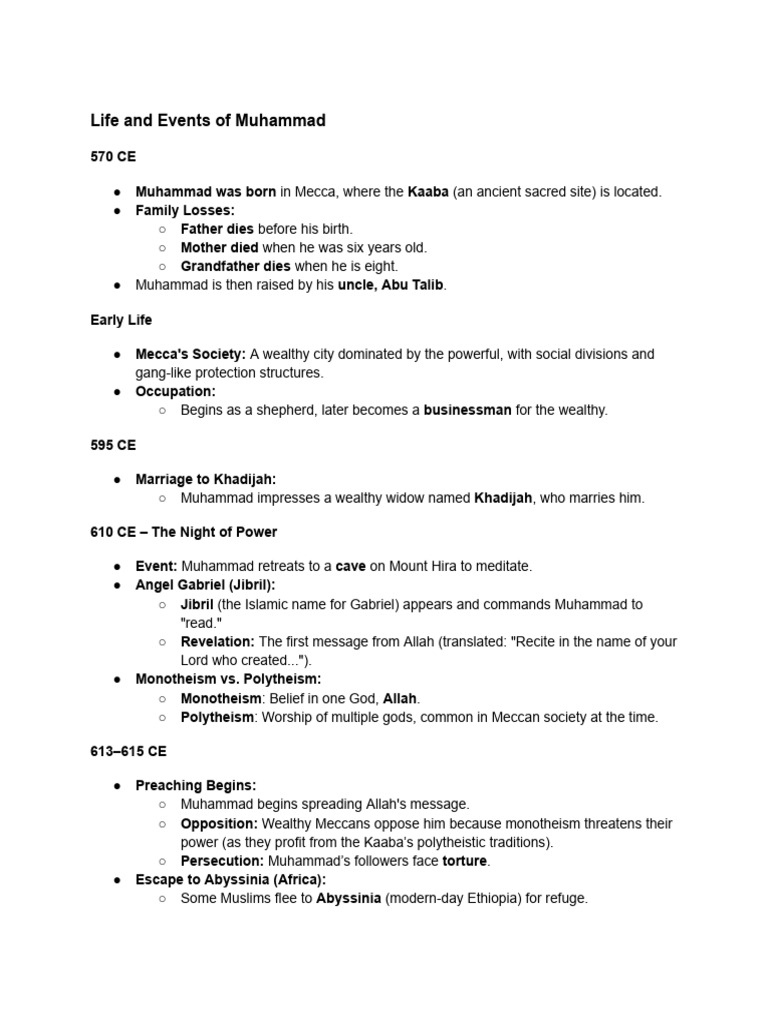 Islam - Muslims Notes World History | PDF | Muhammad | Mecca