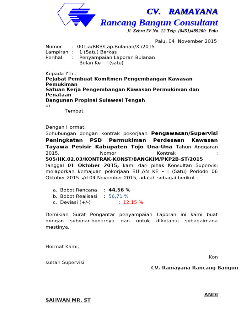 Surat Laporan Bulan 1 | PDF