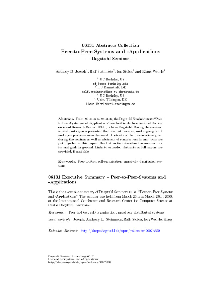 Peer-to-Peer-Systems and - Applications | PDF | Peer To Peer | Information Retrieval
