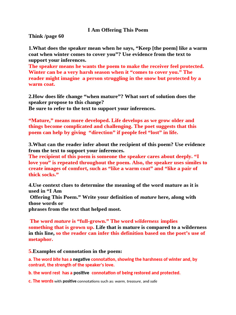 Think Page 60 I Am Offering This Poem | PDF