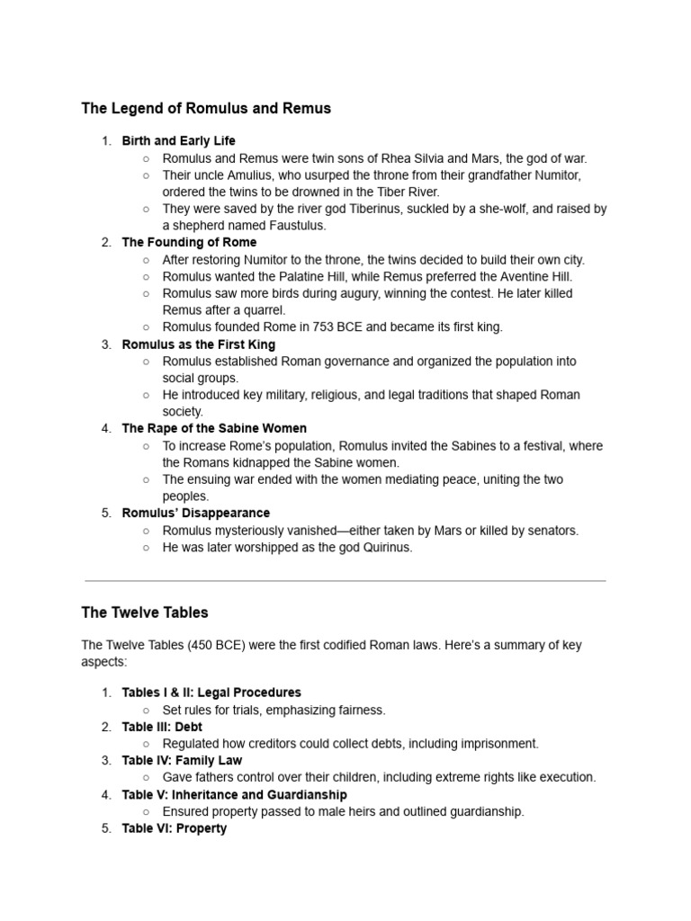 Ancient Rome Notes World History | PDF | Romulus And Remus | Roman Empire