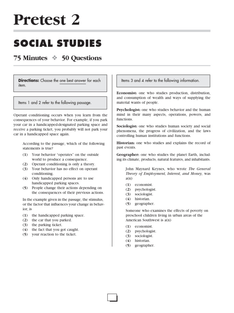 GED-GED Success Pretest (Social Studies) | PDF | Water | Separation Of ...