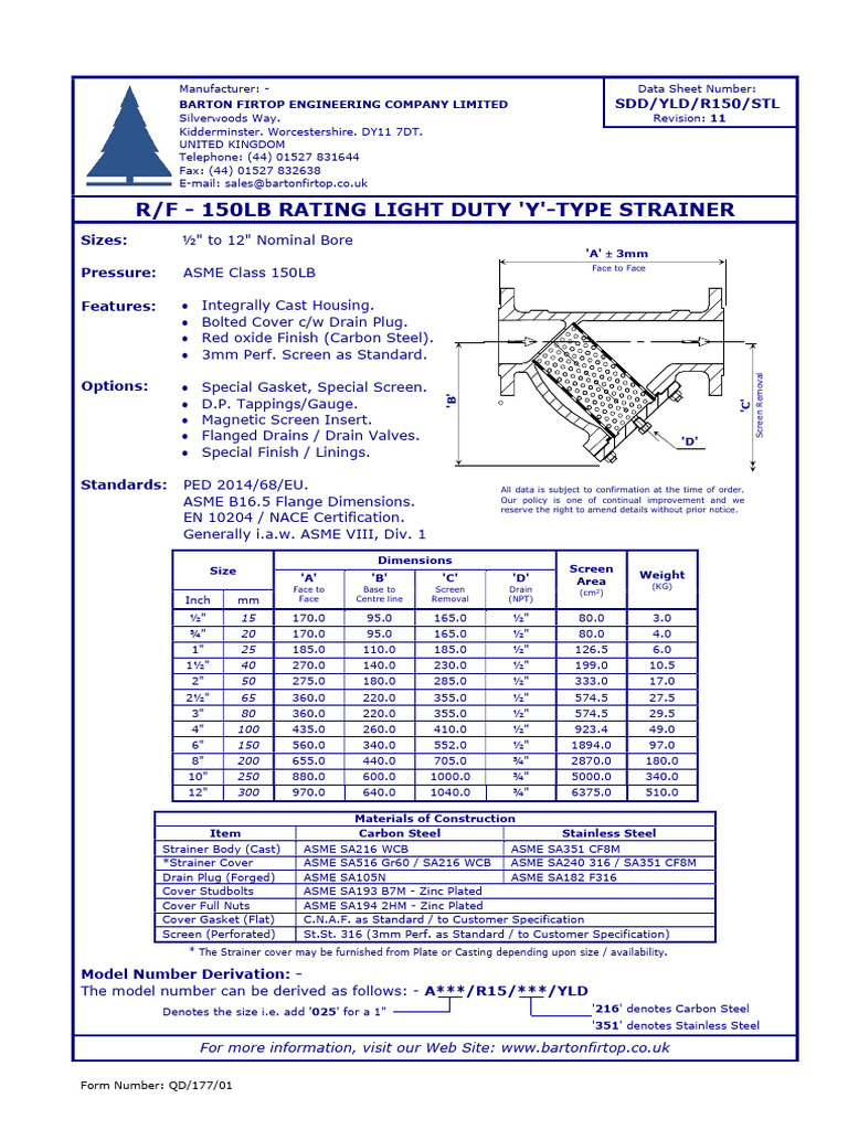 Barton Firtop Y Type 150# | PDF