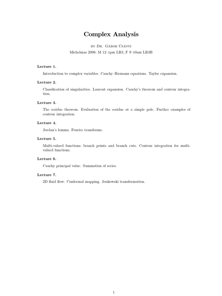 Complex Analysis | PDF | Complex Analysis | Complex Number