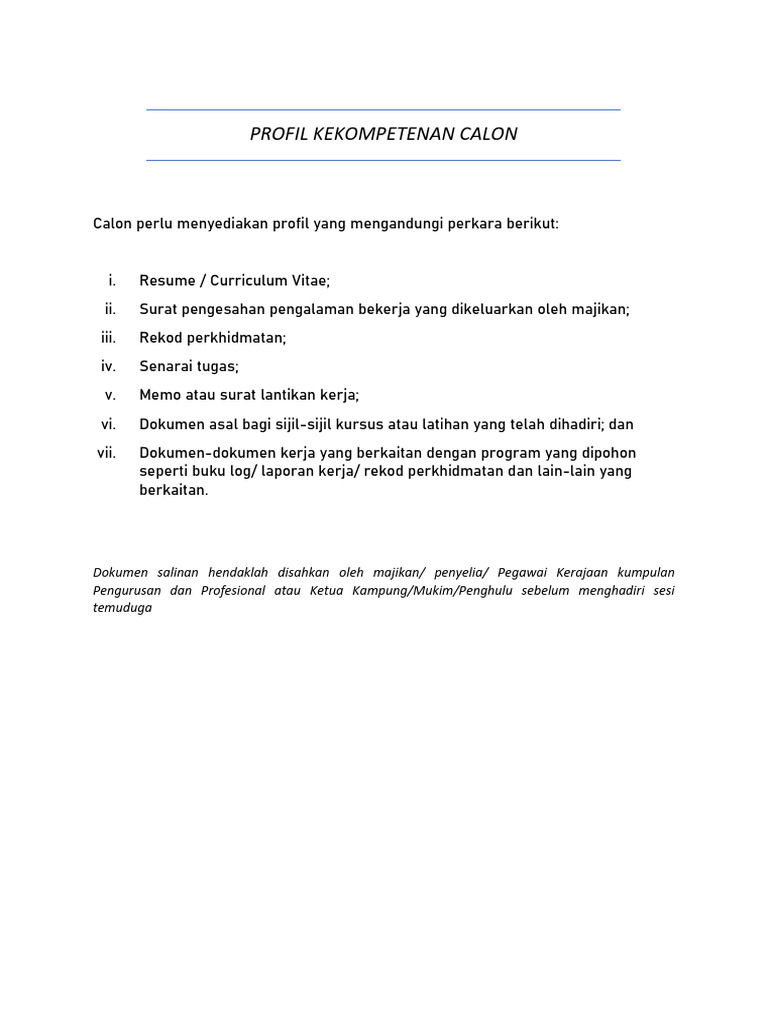 Profil Kekompetenan Calon | PDF