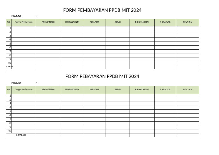 Form Pembayaran PPDB Mit 2024 | PDF