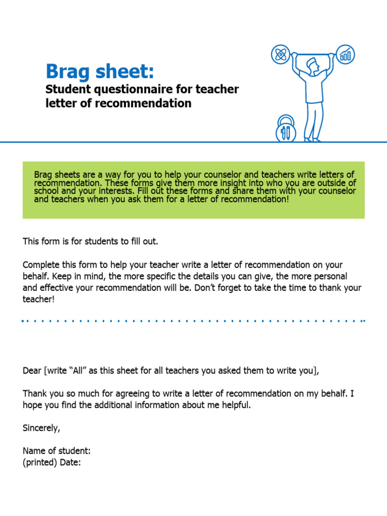 Student Brag Sheet for Recommendations | PDF | Career & Growth