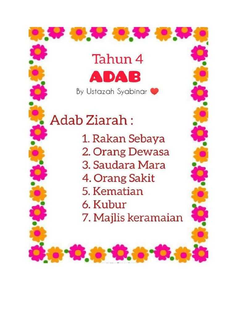 Nota Adab Tahun4 | PDF