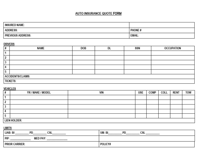 Website Auto Quote Form | PDF