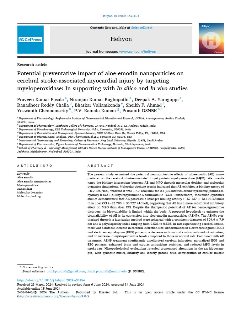 Heliyon 2024 | PDF | Oxidative Stress | Reactive Oxygen Species