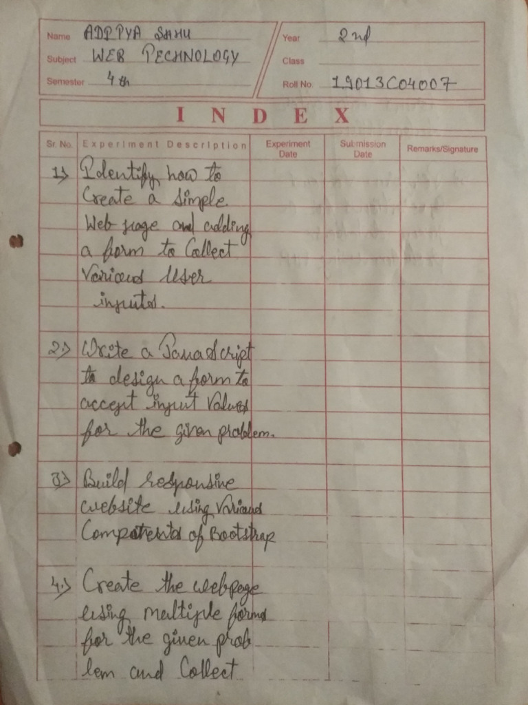 Web Technology Practical File | PDF