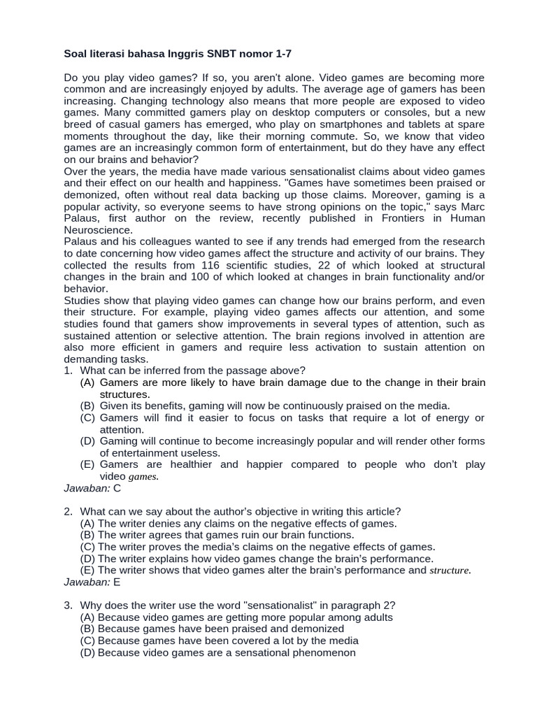 Soal Literasi Bahasa Inggris SNBT 2024 | PDF | Coral Reef