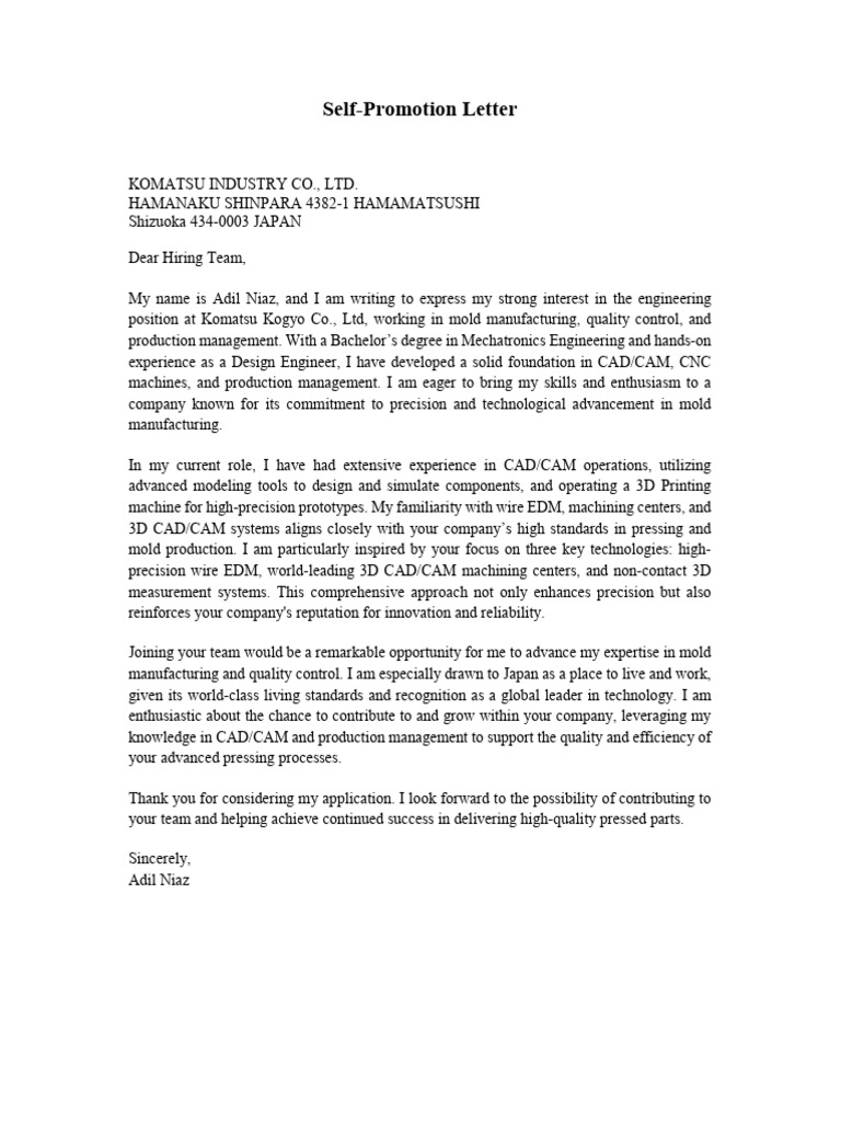 Self Promotion Document | PDF | Business