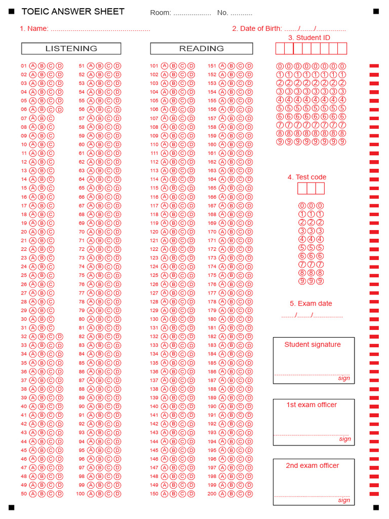 TOEIC Answer Sheet 200 New 15092022 | PDF | Technology & Engineering