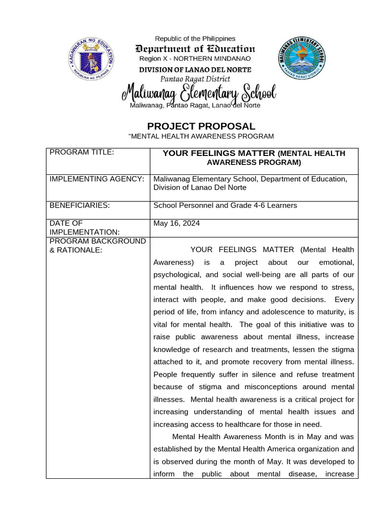 Mental Health Proposal | PDF | Mental Health | Mental Disorder