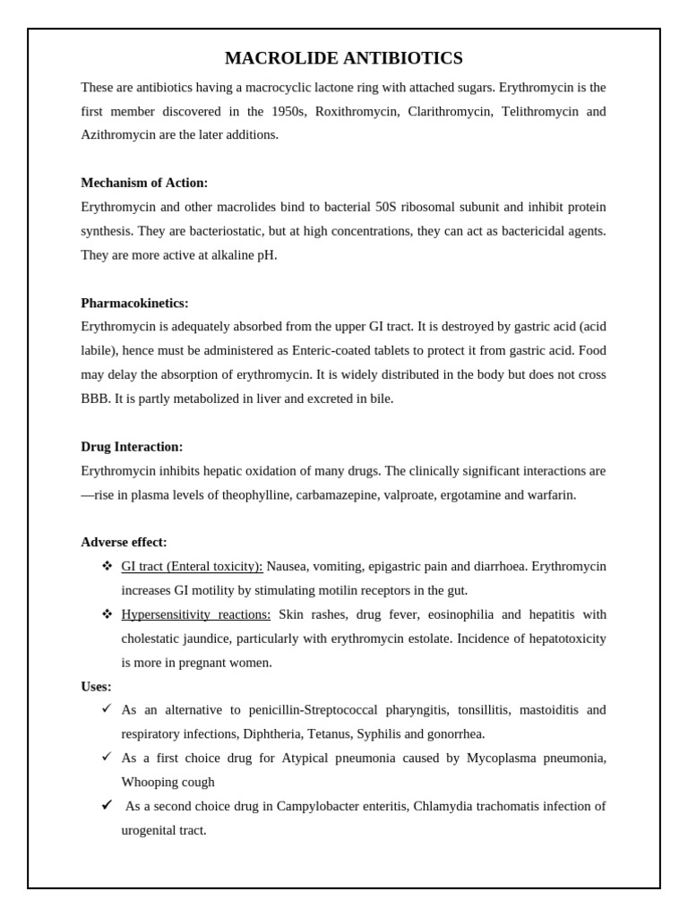 Overview of Macrolide Antibiotics | PDF | Self-Improvement | Wellness