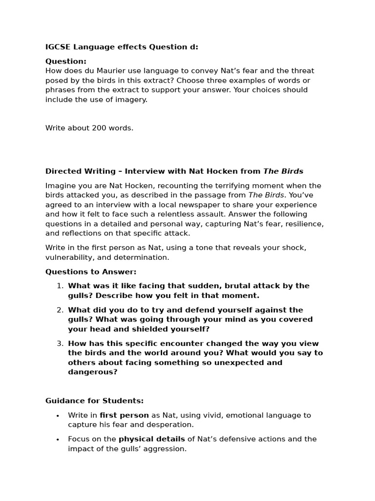 IGCSE Language Effects Question D | PDF