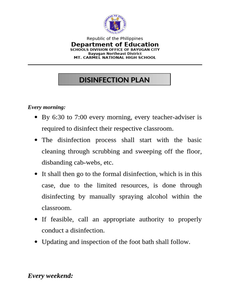 Disinfection Plan | PDF