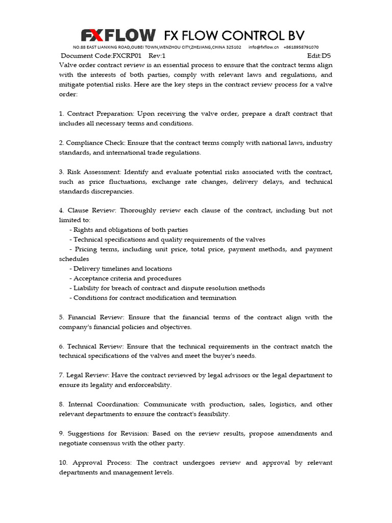 Contract Review Procedures | PDF | Business | Business Law
