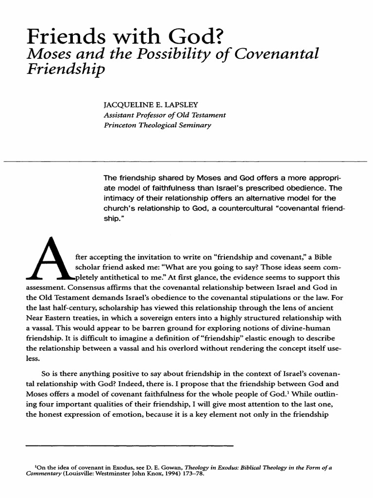 Lapsley - 2004 - Friends With God Moses and The Possibility of Co | PDF ...