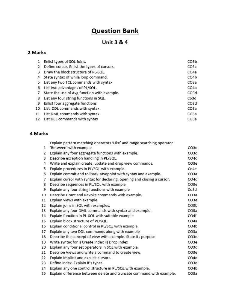 DMS_QB_3&4 | PDF | Pl/Sql | Data Management Software
