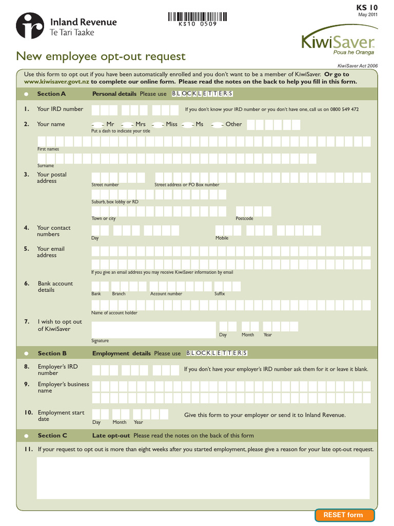 New Employee Opt-Out Request Form | PDF | Employment | Taxation