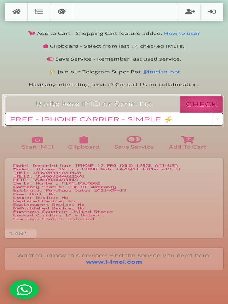 Free Imei Checker Online - Sickw - Com Imei Check Service | PDF ...