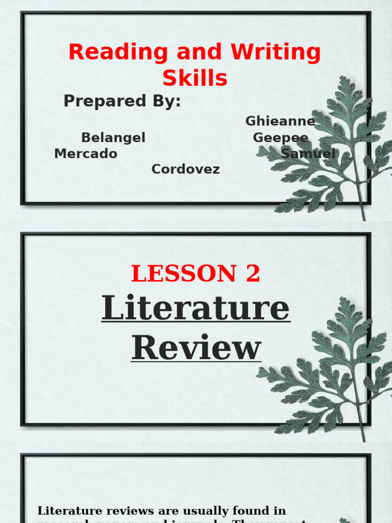 Reading and Writing Skills Lesson 2 Presentation | PDF | Literature Review | Quantitative Research