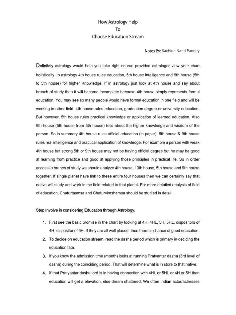 Astrology's Role in Education Choices | PDF | Astrology | Knowledge