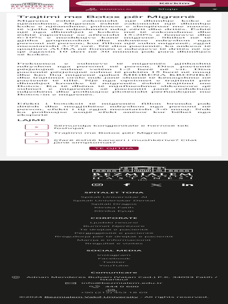 Trajtimi Me Botox Për Migrenë | PDF