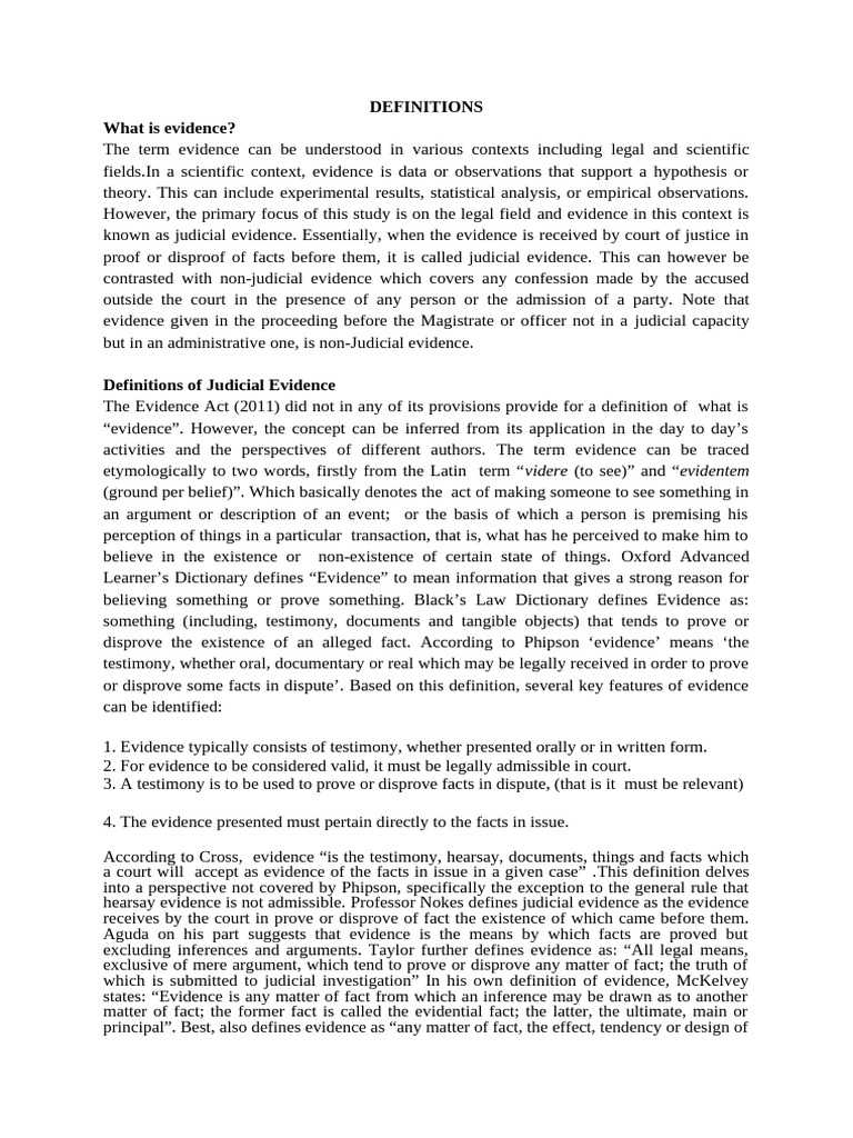 Definition of Evidence | PDF | Evidence | Evidence (Law)