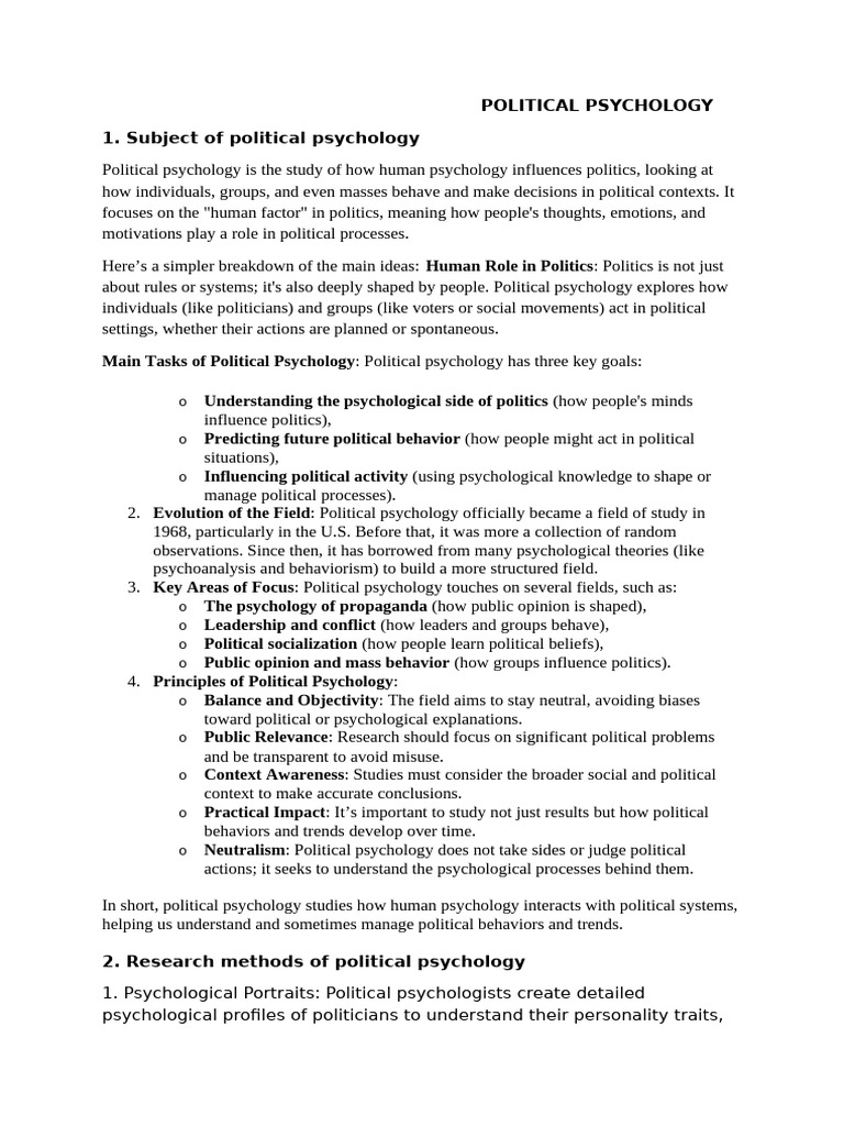 Understanding Political Psychology | PDF | Id | Psychology