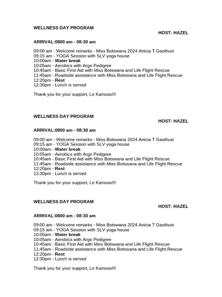 Wellness Day Program | PDF