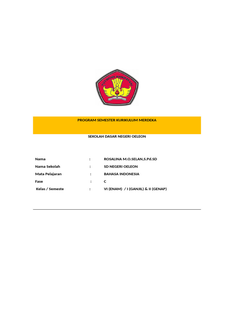 Program Semester Kurikulum Merdeka Bindo | PDF | Seni & Disiplin Bahasa