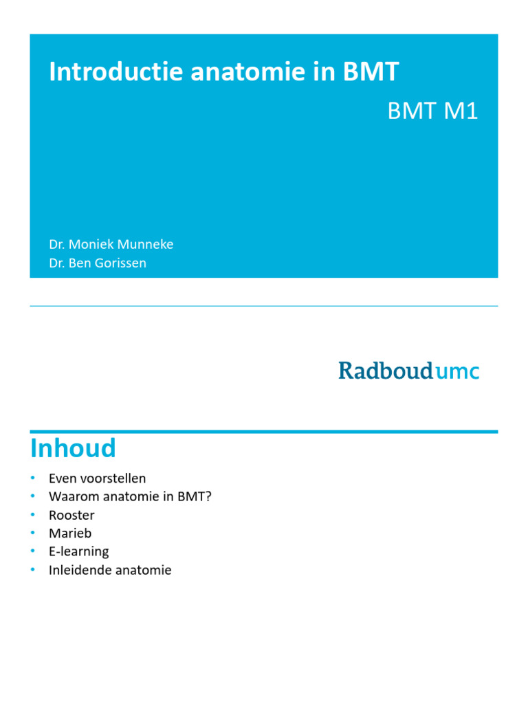 BMT M1 - Introductie Anatomie | PDF