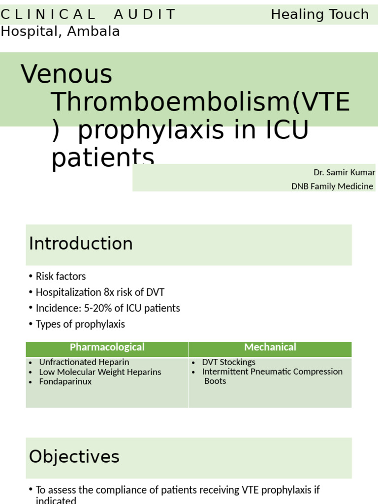 VTE Prophylaxis Compliance Audit in ICU | PDF | Intensive Care Unit ...