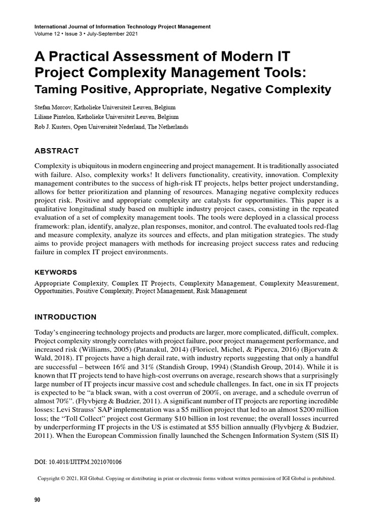 A Practical Assessment of Modern IT Project Complexity Management Tools ... A Practical Assessment of Modern IT Project Complexity Management Tools ...