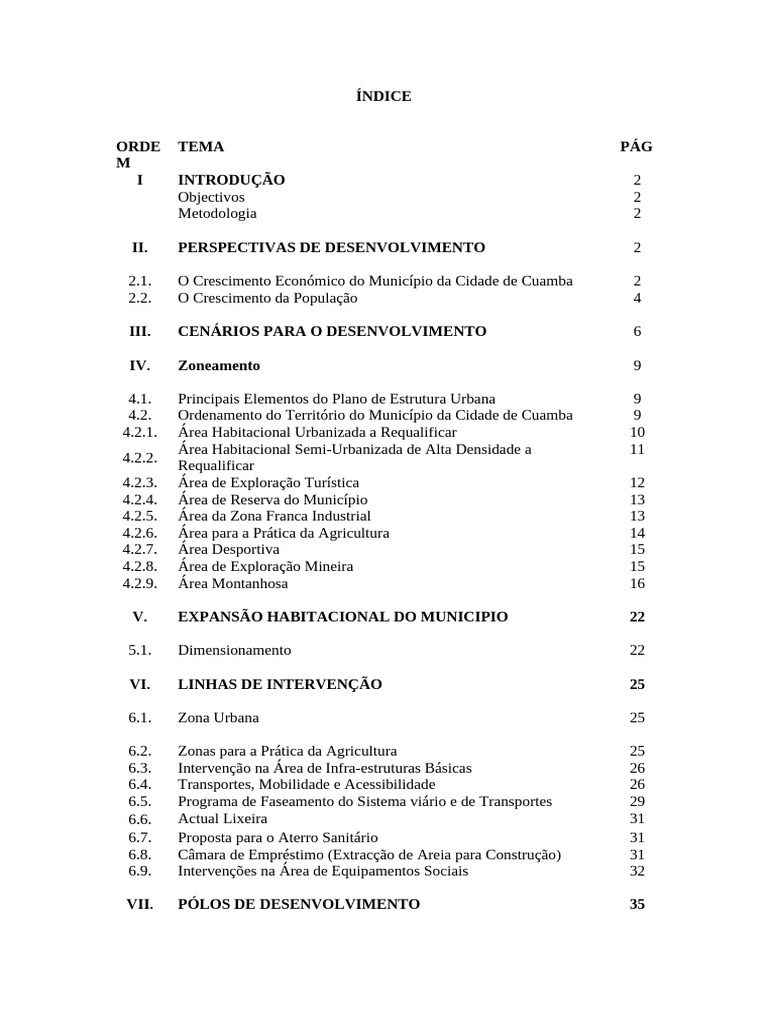 Índice Plano de Uso Do Solo Metangula | PDF | Cidade