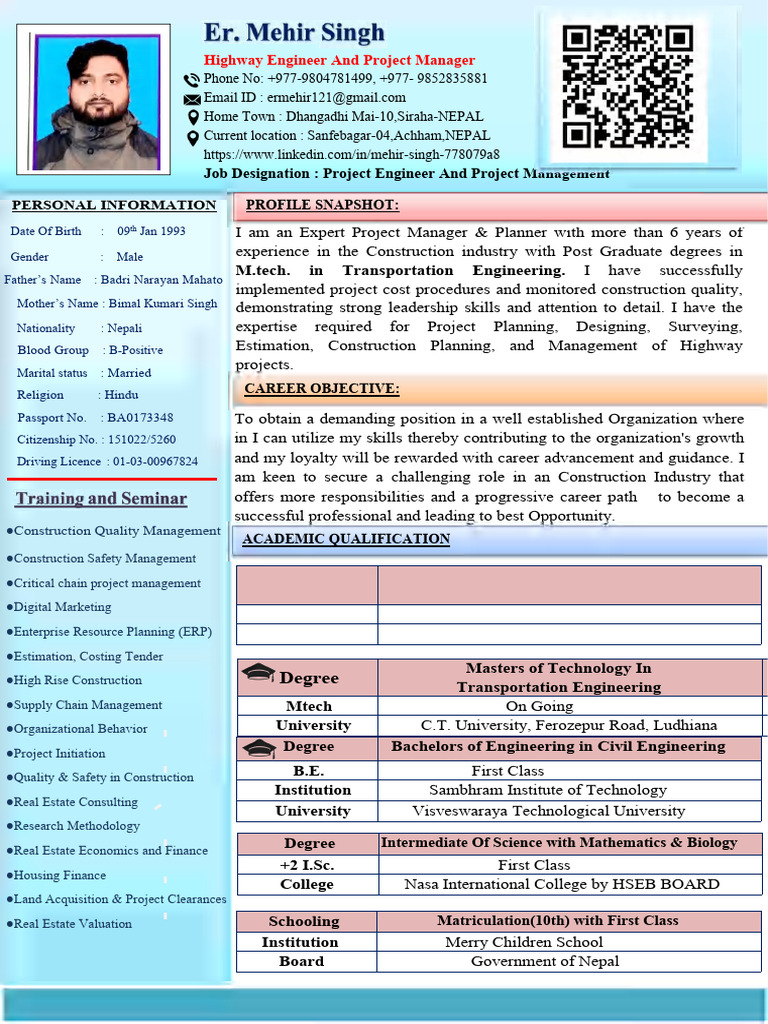 MY PROFESSIONAL RESUME UPDATE_compressed | PDF | Road | Project Management