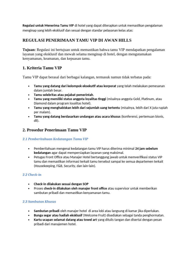 Prosedur Penerimaan Tamu VIP | PDF
