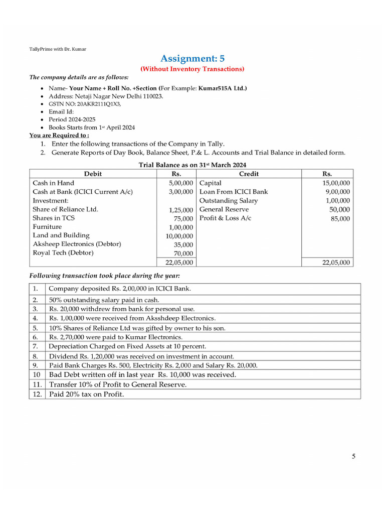 Assignment 5 Test | PDF