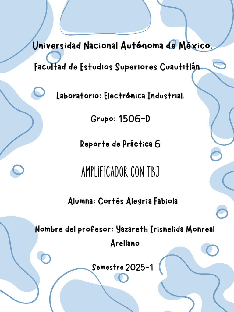 EI Reporte6 Cortés Fabiola | PDF | Amplificador | Transistor