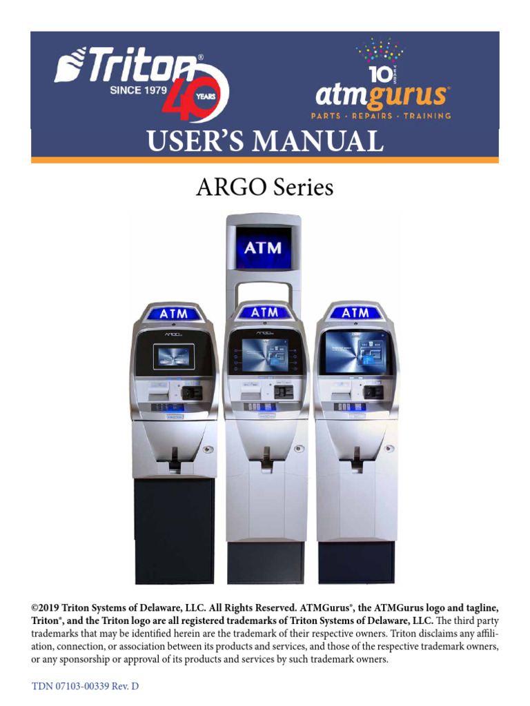 ARGO User Manual Rev D | PDF | Automated Teller Machine | Computer Keyboard