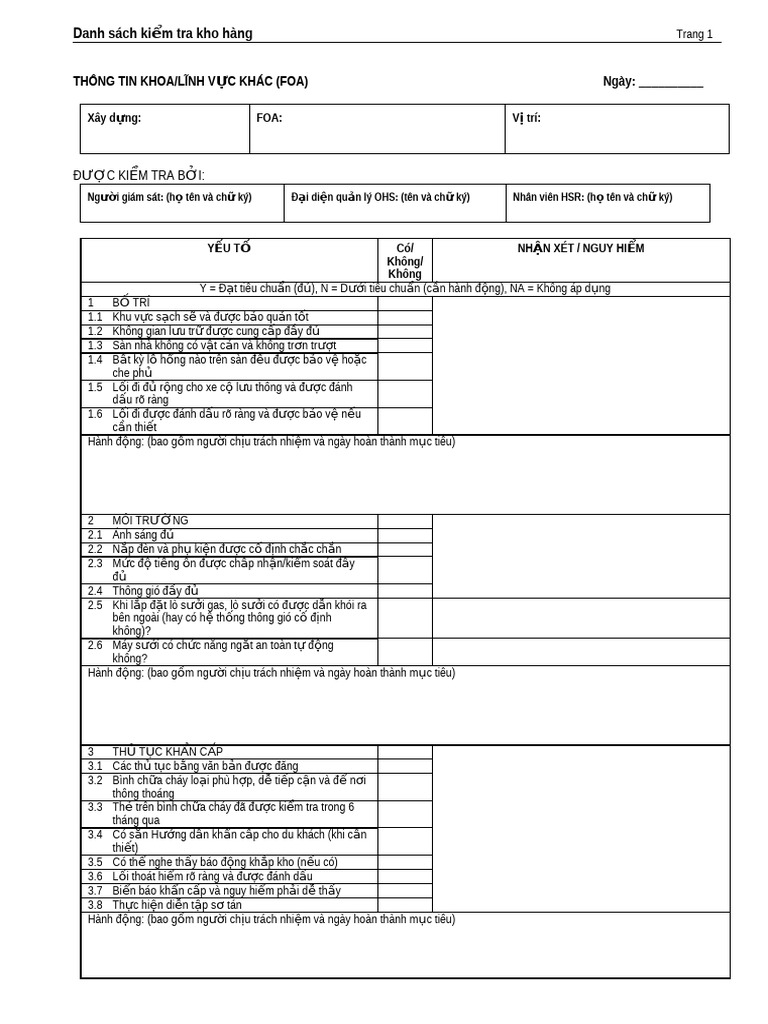 Warehouse Checklist | PDF