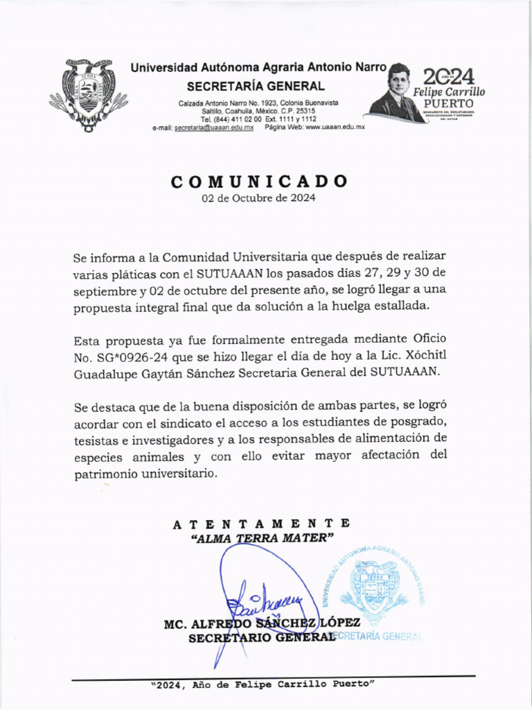 Comunicado 2 Oct 2024 | PDF