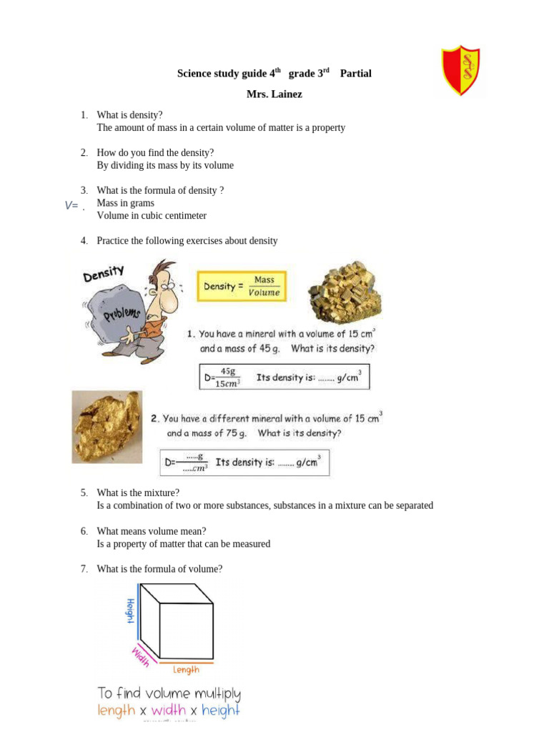 Study Guide 4th Grade 3rd Partial | PDF