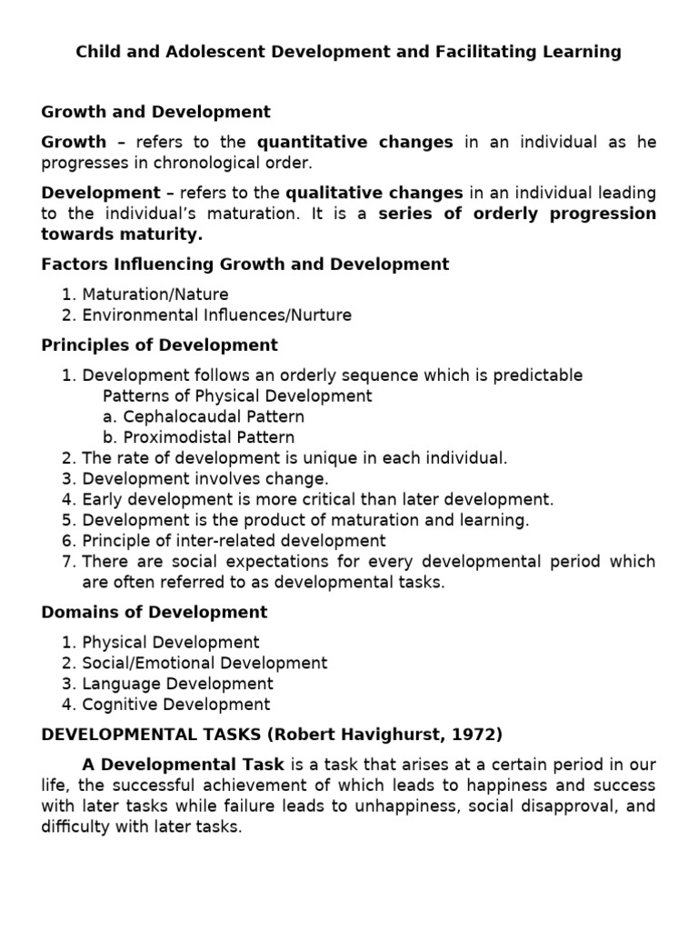 Child and Adolescent Development and Facilitating Learning | PDF | Classical Conditioning ...