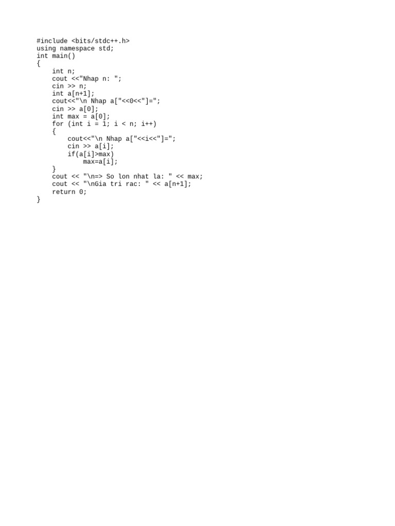 Find Maximum in Array C++ Program | PDF