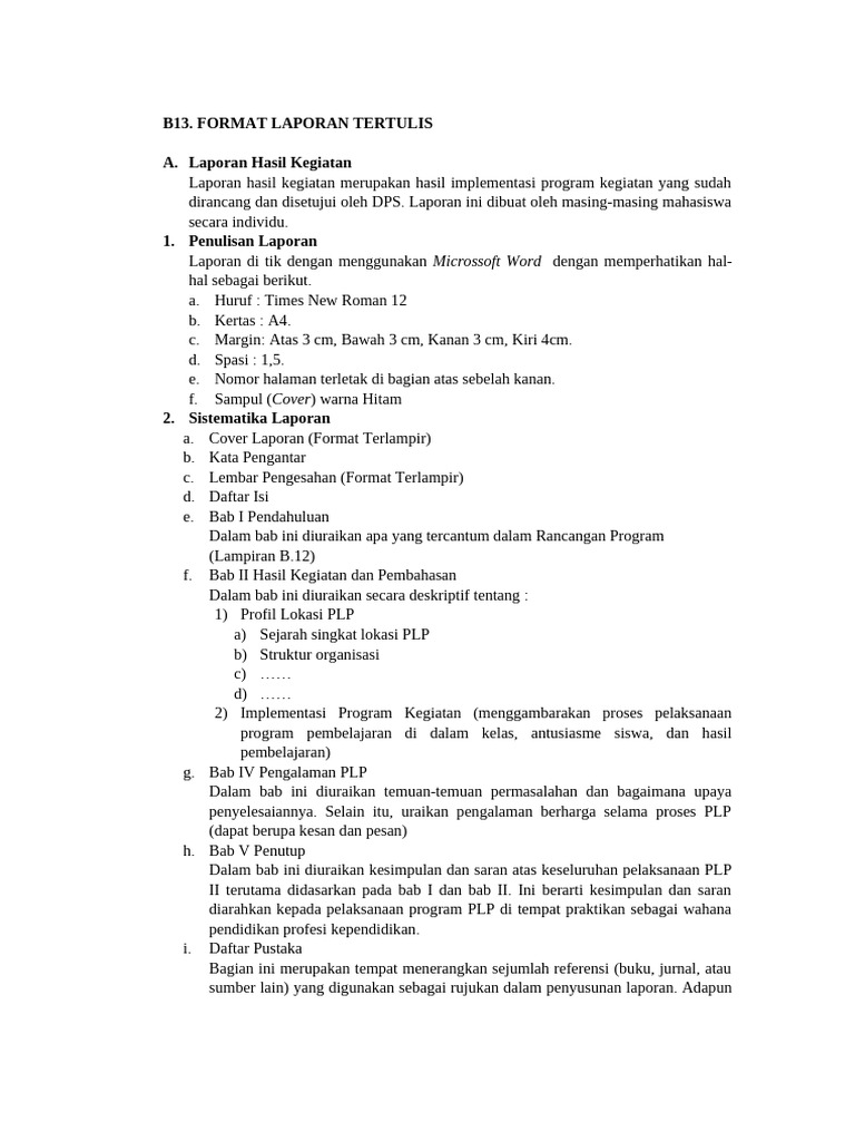 B13. Format Laporan Tertulis | PDF