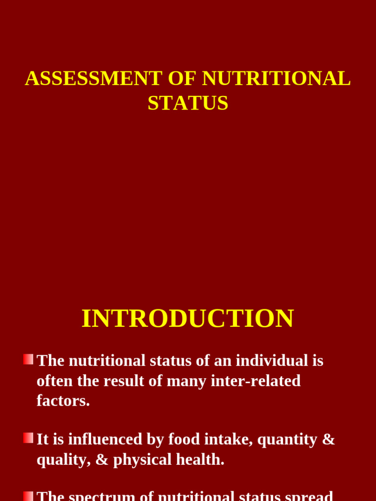 Nutritional Status Assessment Methods | PDF | Obesity | Malnutrition